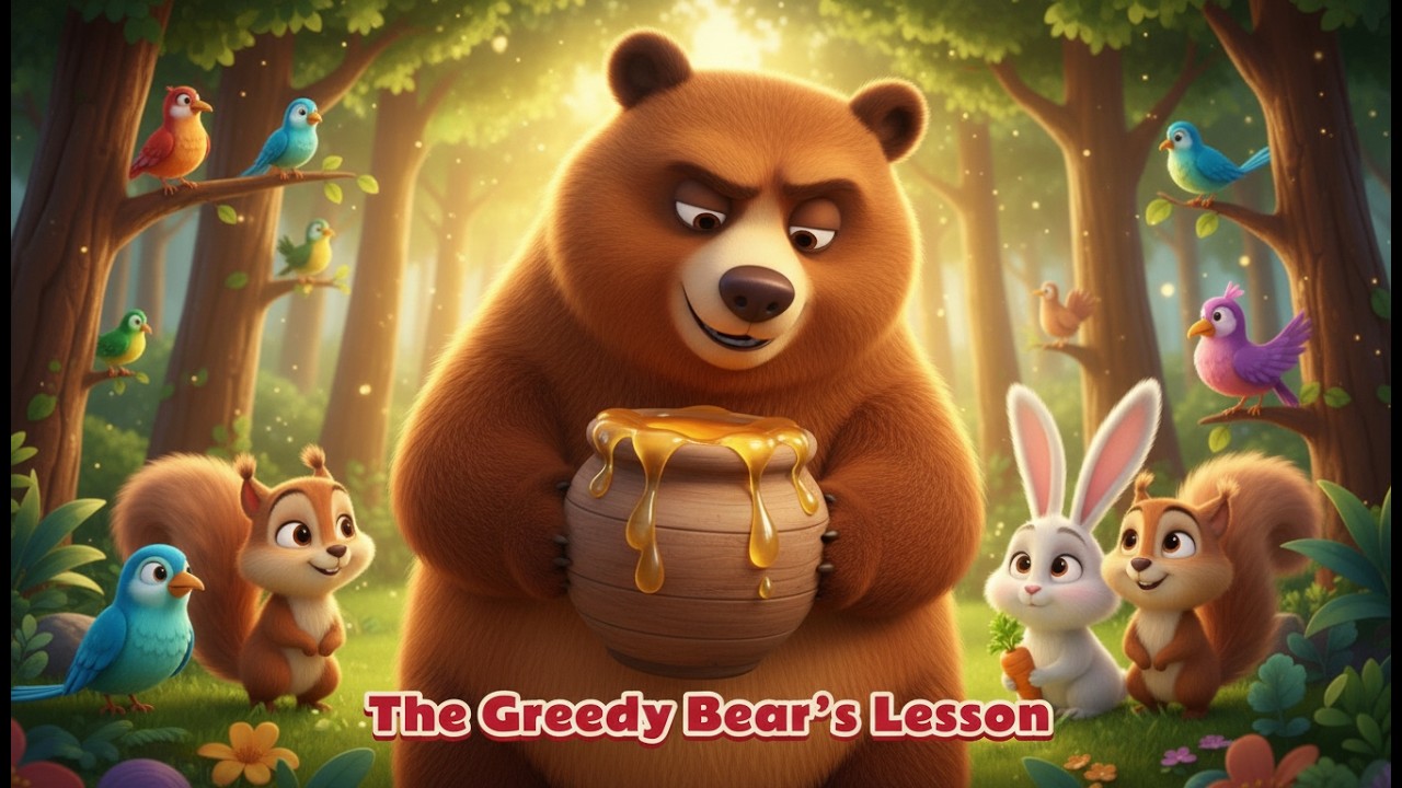 The Greedy Bear’s Lesson 🐻 | 5-Minute Moral Story for Kids | Bedtime ...