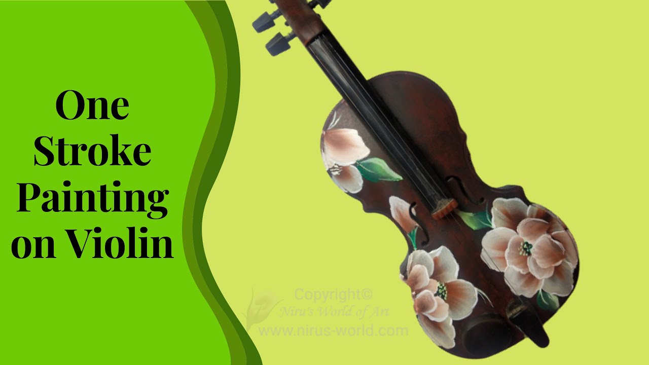 Painting on Violin | One Stroke Acrylic Painting of Peony Flowers ...