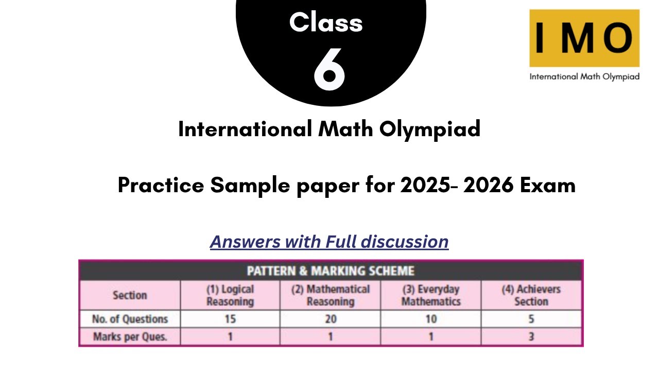 International Math Olympiad (IMO 2025-26) - Grade 6 Practice Paper ...