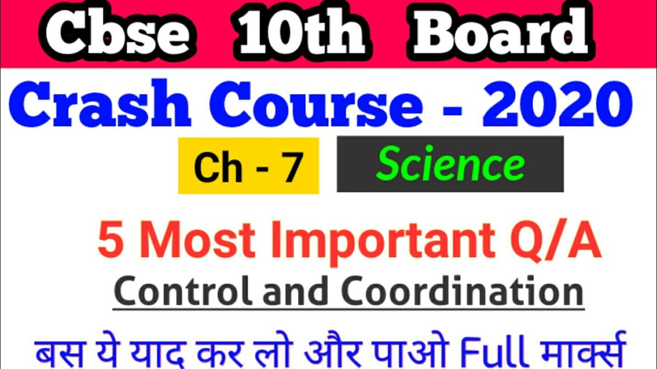 10th Science Crash Course|Control and Coordination Important Question ...