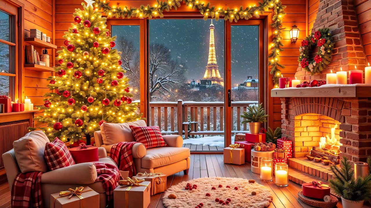 Soothing Christmas Ambience With Crackling Fireplace 🔥 Relaxing ...