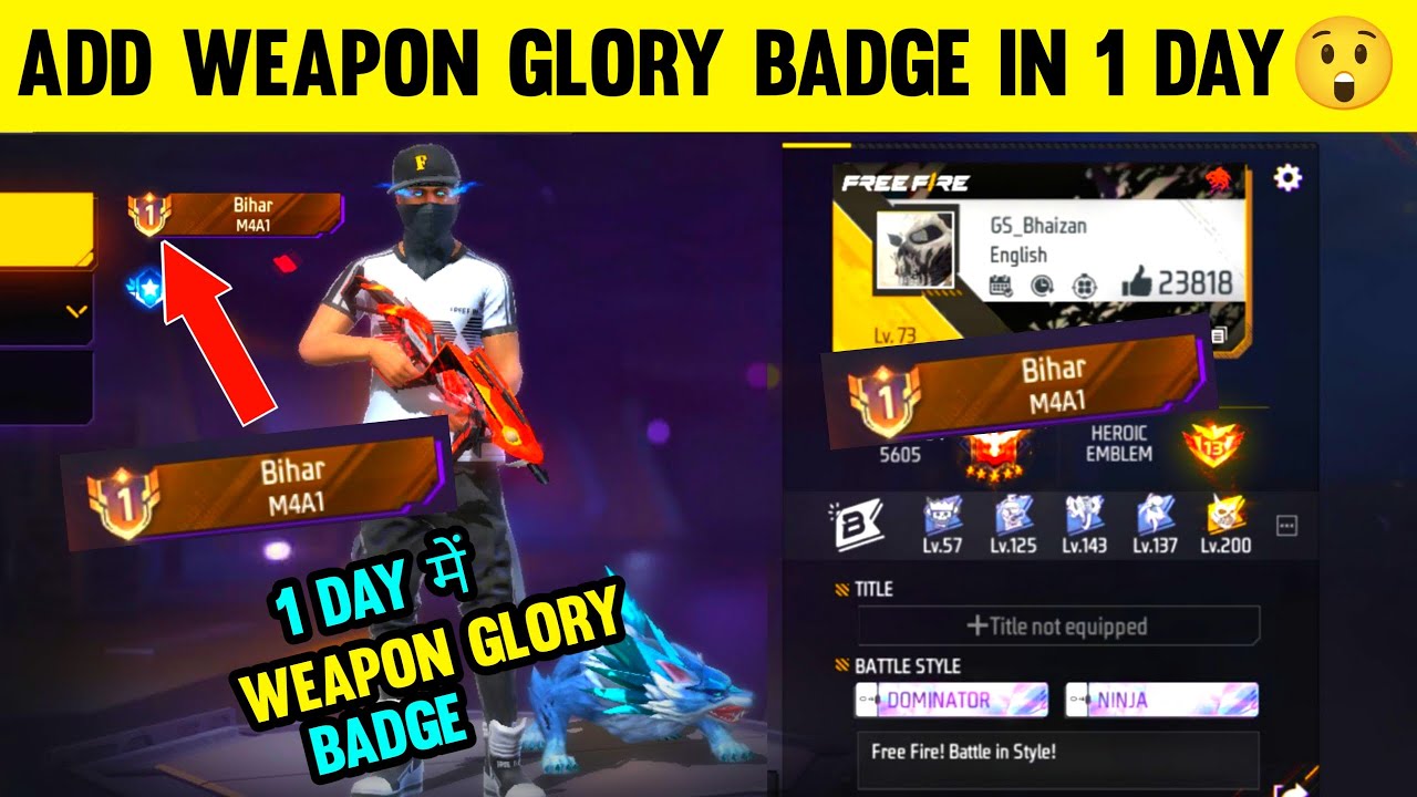 HOW TO ADD WEAPON GLORY BADGE IN 1 DAY | WEAPON GLORY BADGE TRICK ...