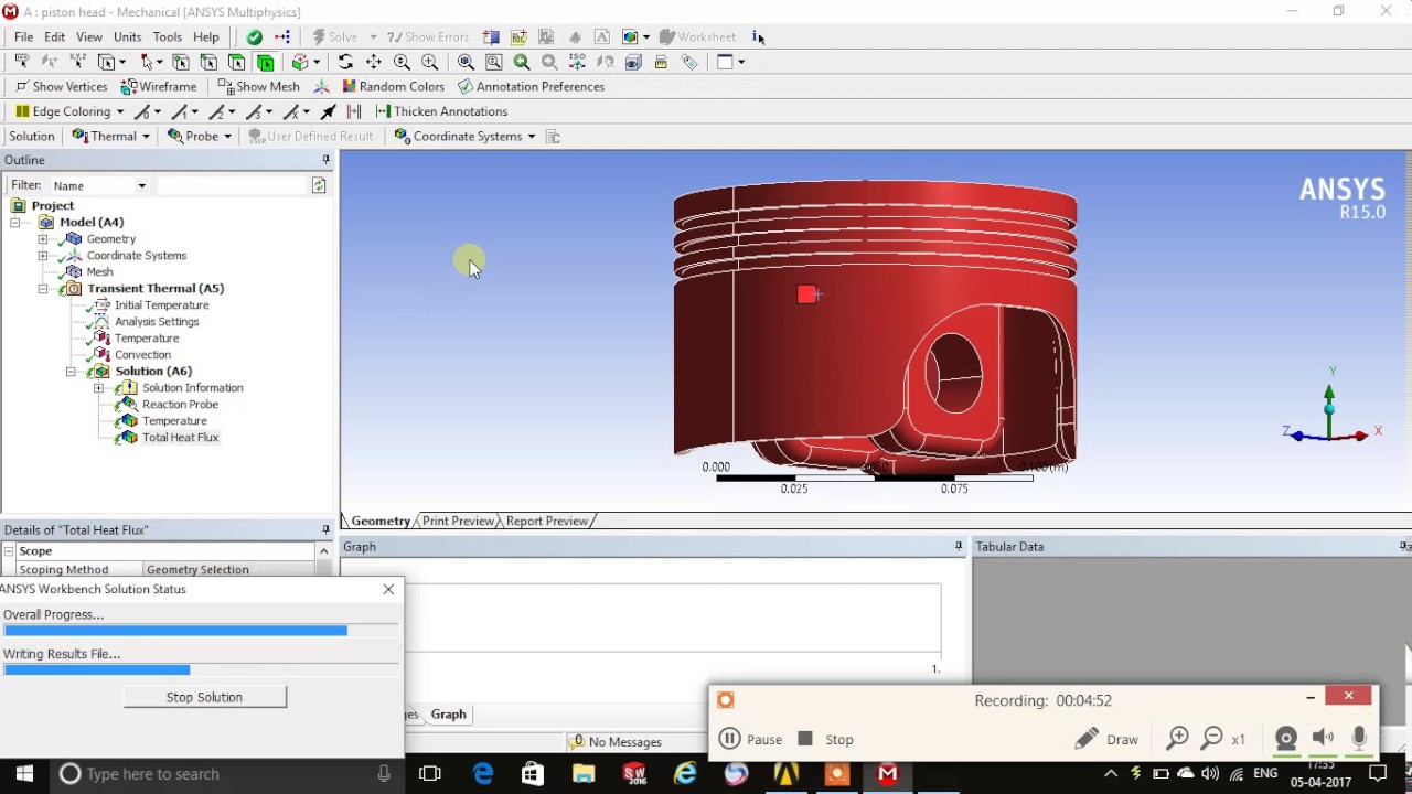 ANSYS:TRANSIENT THERMAL ANALSYS// ON// PISTON HEAD//....... - YouTube