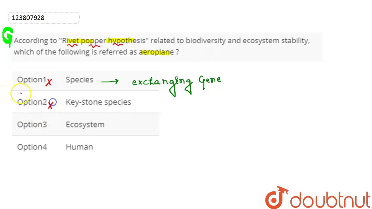 According to "Rivet popper hypothesis" related to biodiversity and ...
