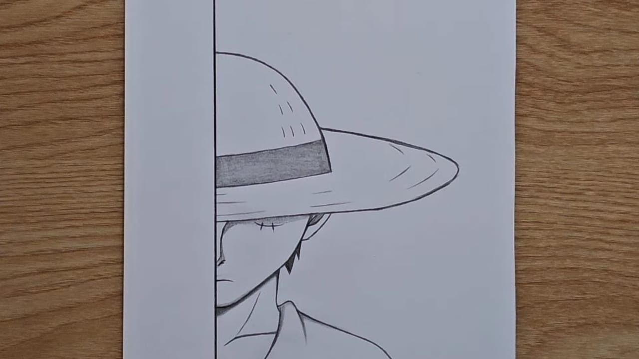 Easy anime half face drawing | How to draw Anime (Luffy) step by step ...