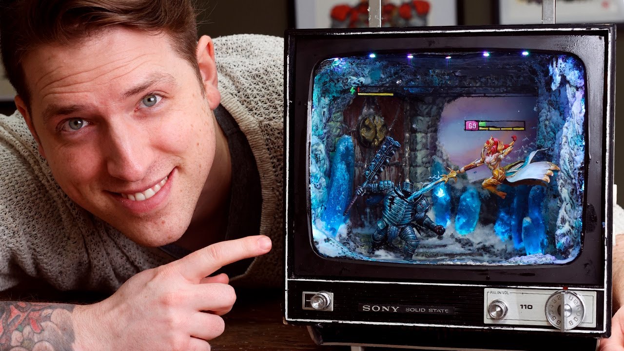7 liter resin pour inside a 50 year old TV - Diorama build - YouTube