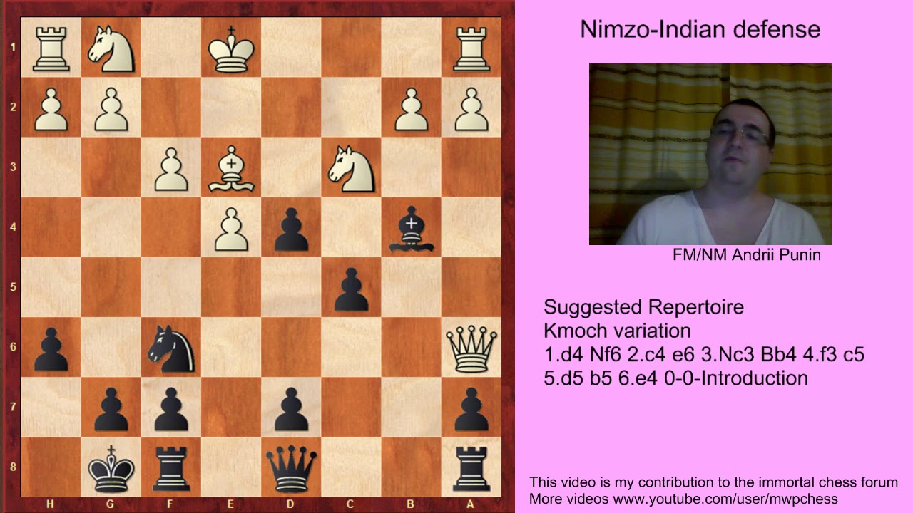 Chess - Nimzo-Indian Defense (for black) - 4.f3 c5 5.d5 b5 6.e4 0-0 ...