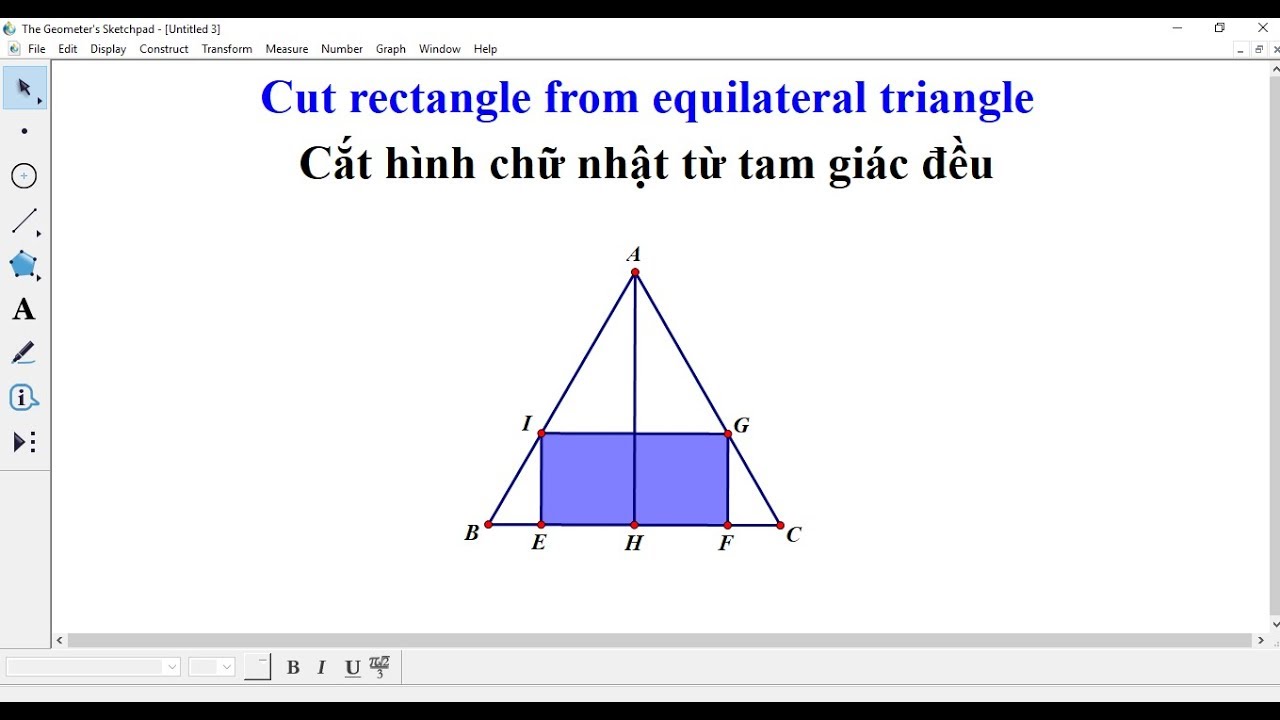 Cut rectangle from equilateral triangle|cắt hình chữ nhật từ tam giác đều cho trước - YouTube