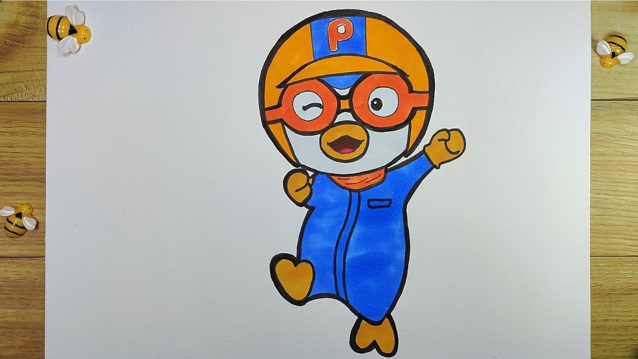 Easy Way to Draw and Color Pororo the Little Penguin - YouTube