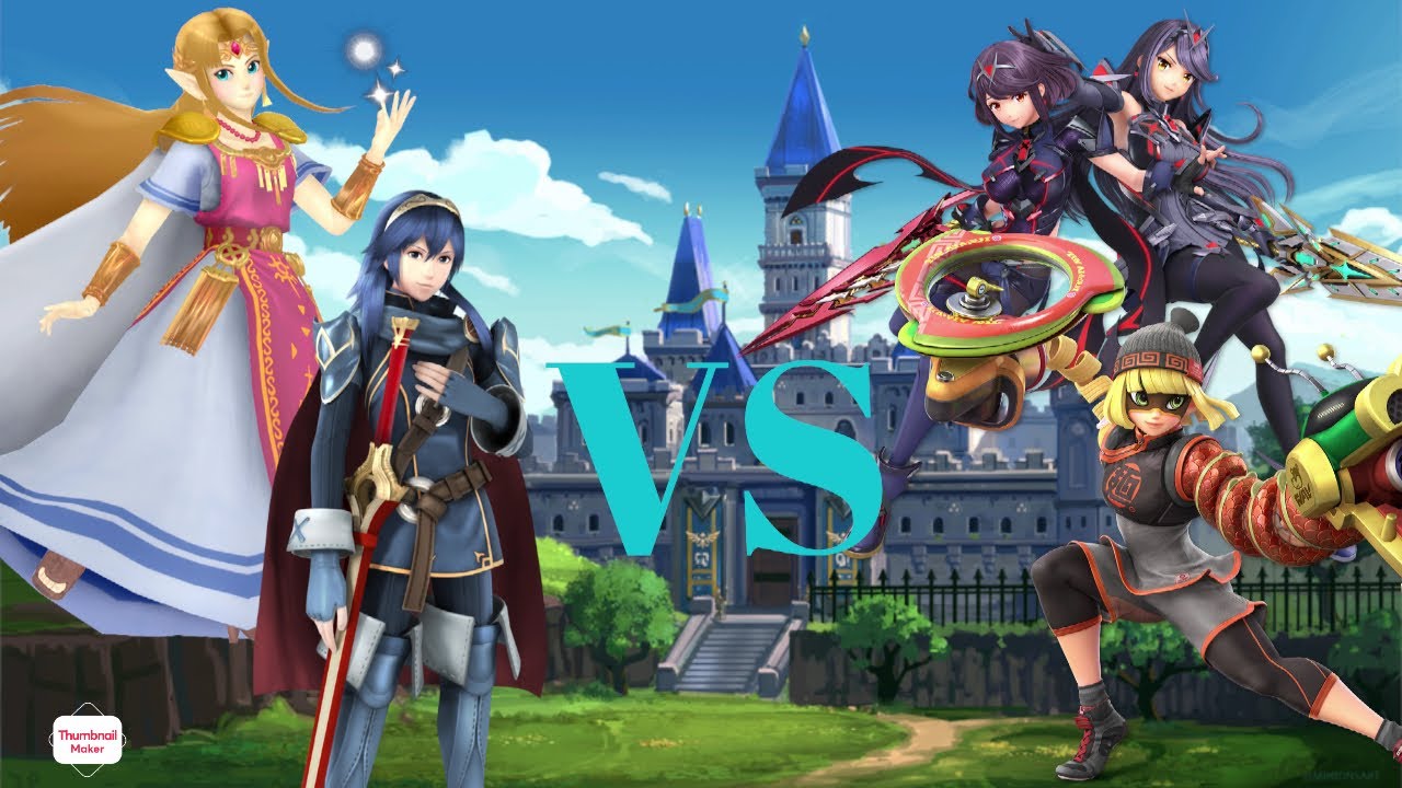 SSBU - Zelda (me) & Lucina vs Dark Pyra/Mythra & Fake Min Min - YouTube