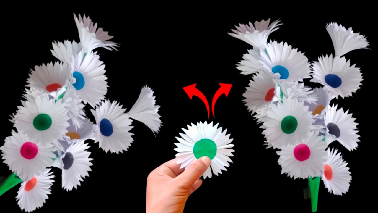 Simple and Beautiful Paper Flowers - White Paper Flowers Guldasta ...