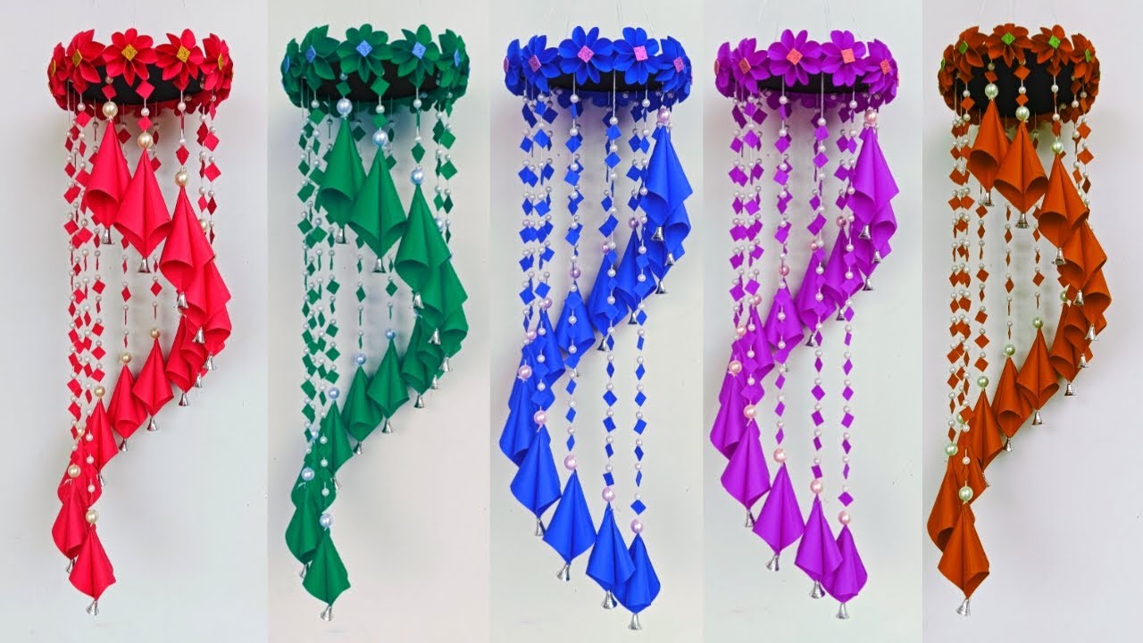 Easy and Quick Paper Jhumar/New jhumar Design2024/पेपर से झूमर बनाने का ...
