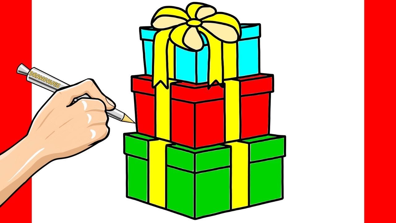 How to Draw Christmas Presents | Step-by-Step Christmas Present Drawing ...