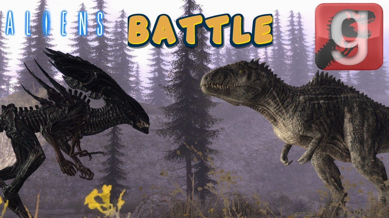 Xenomorph Alien Queen VS Jurassic world Giganotosaurus Nextbot Fight ...