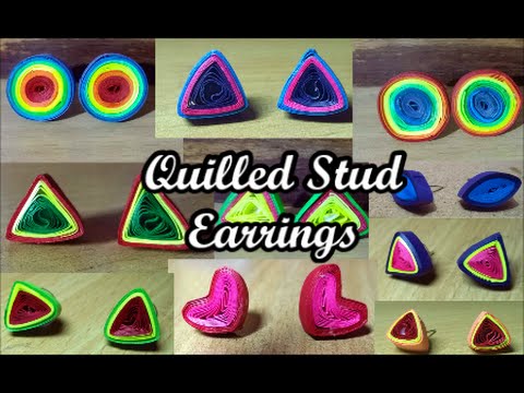 DIY Quilled Stud Earrings Tutorial - YouTube