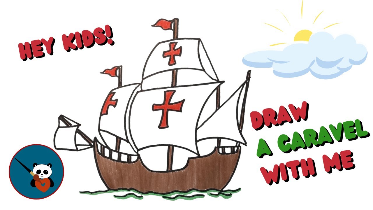 Hey Kids, Draw a Caravel / Old Ship / With Me | Easy Step-by-Step ...
