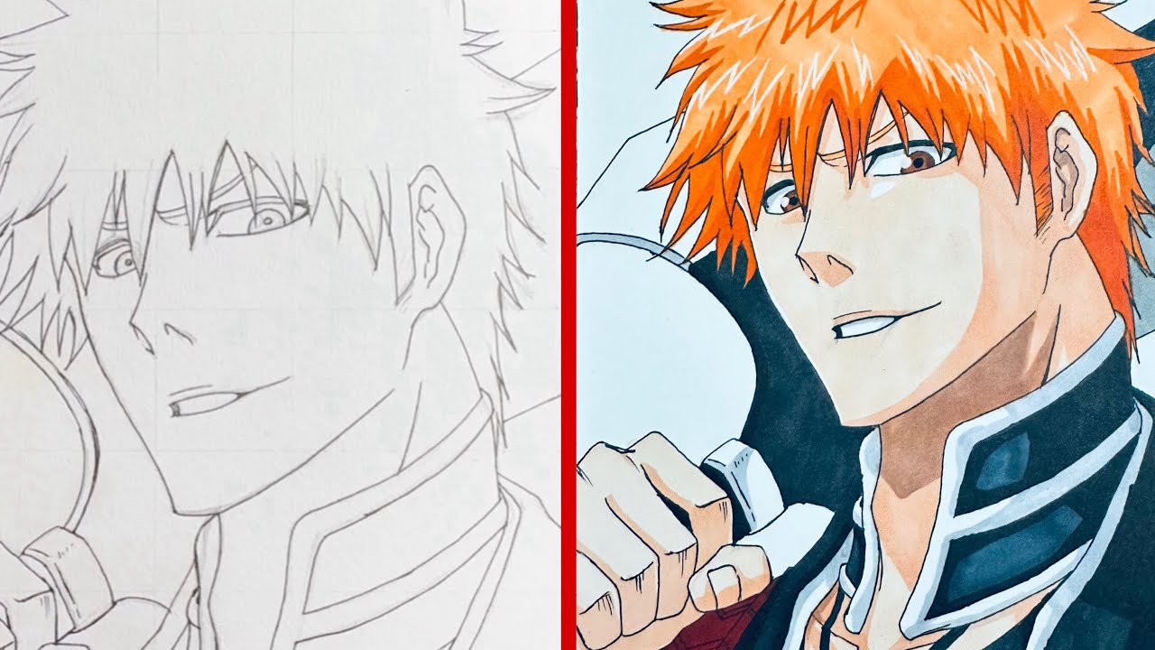 How to draw ICHIGO KUROSAKI | bleach drawing | step by step tutorial ...
