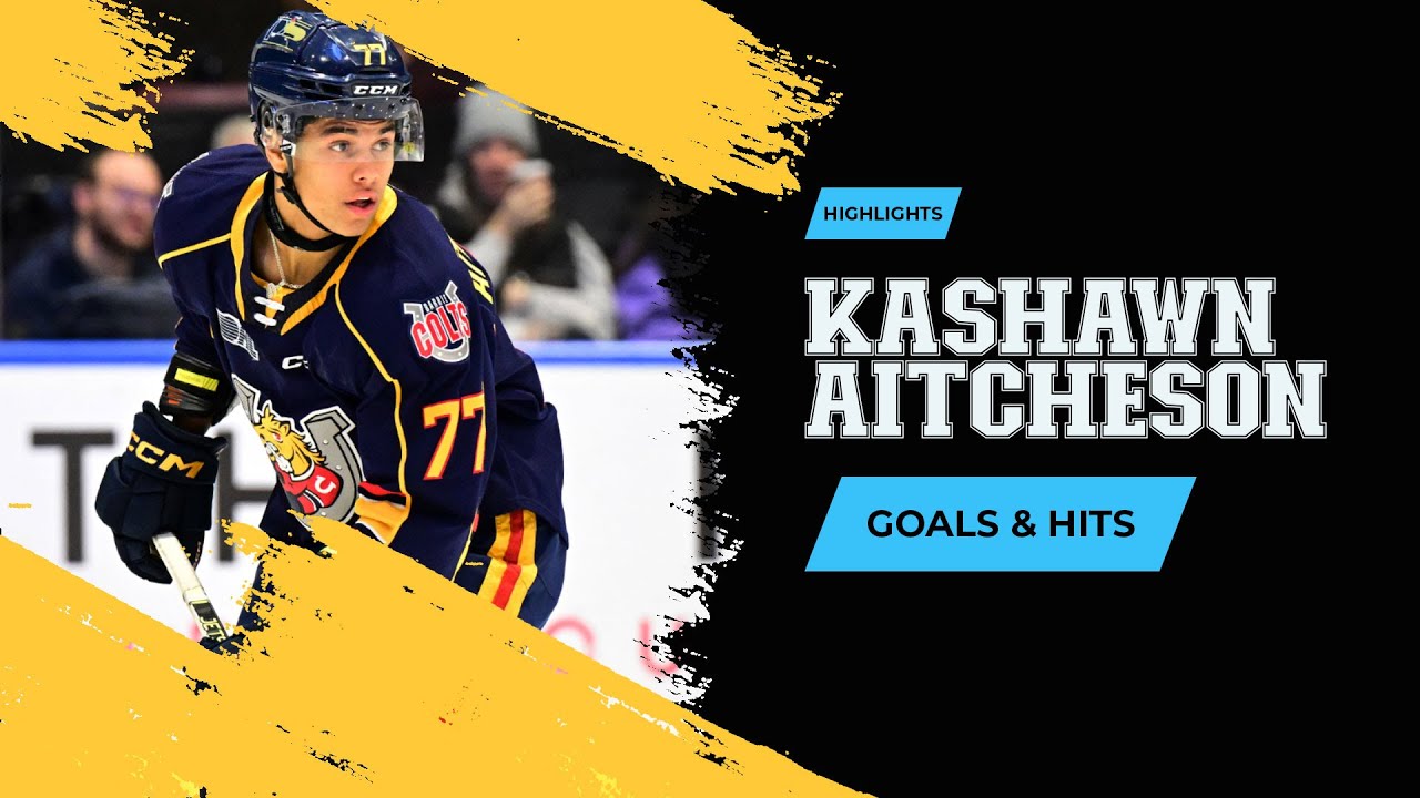 All Hits & Goals by KASHAWN AITCHESON | 2025 NHL Draft - YouTube
