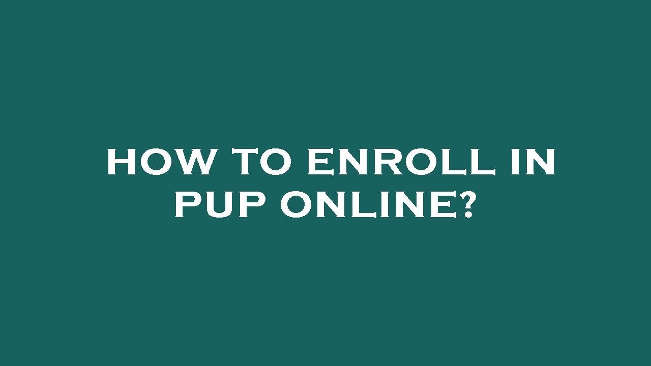 How to enroll in pup online? - YouTube