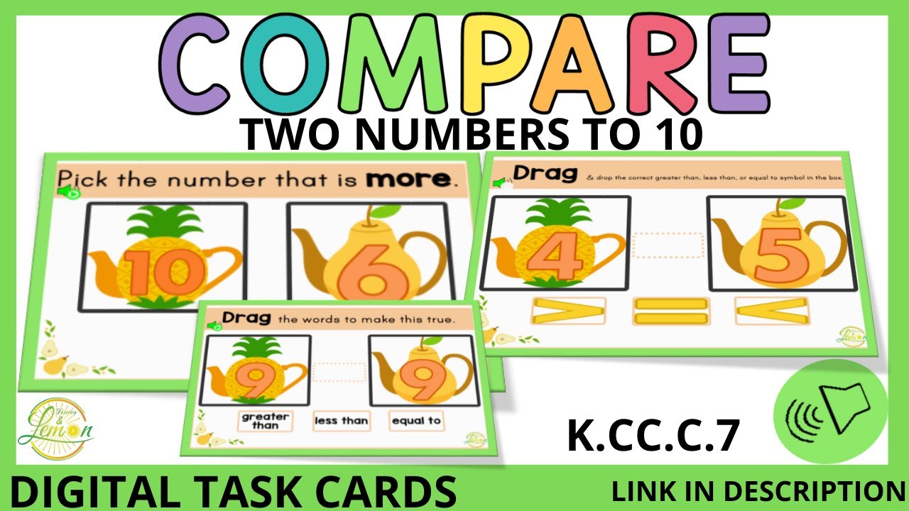 Compare Numbers - Greater Than Less Than equal to | Digital Task Cards ...
