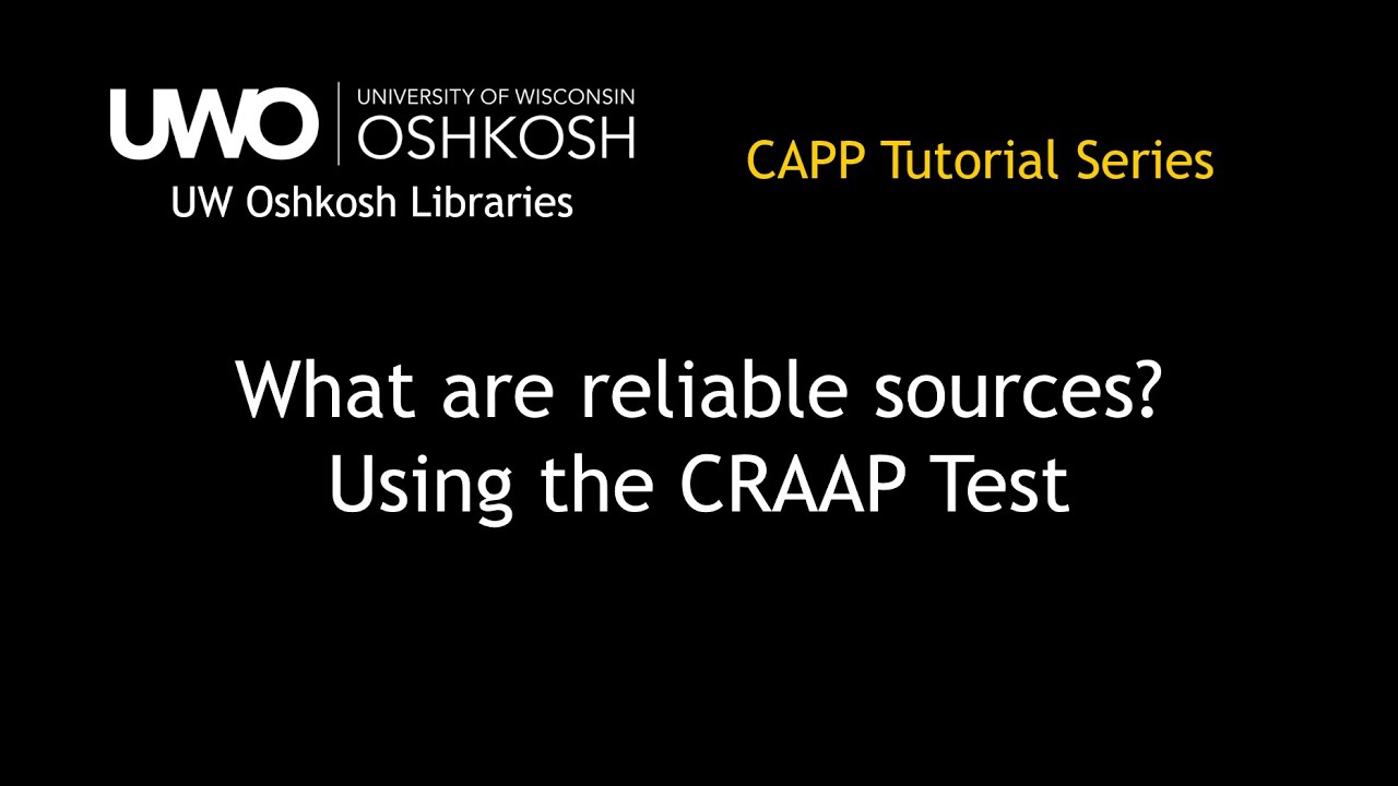 What are reliable sources? Using the CRAAP Test - YouTube