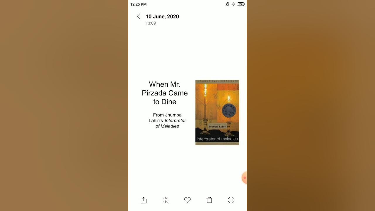 Jumpa Lahiri's When Mr.Pirzada Came to Dine - YouTube