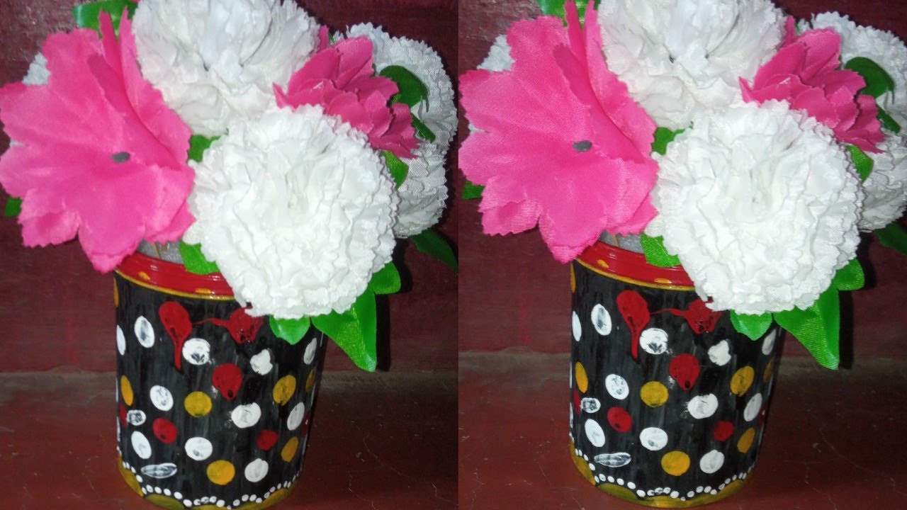Easy Flower Vase Making at Home/DIY Flower Vase/Waste Material Flower ...