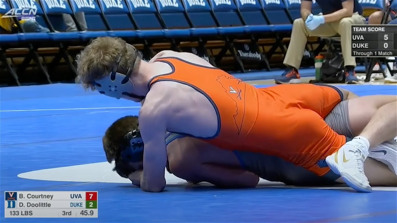 133lbs Brian Courtney (Virginia) dec Drake Doolittle (Duke) - YouTube