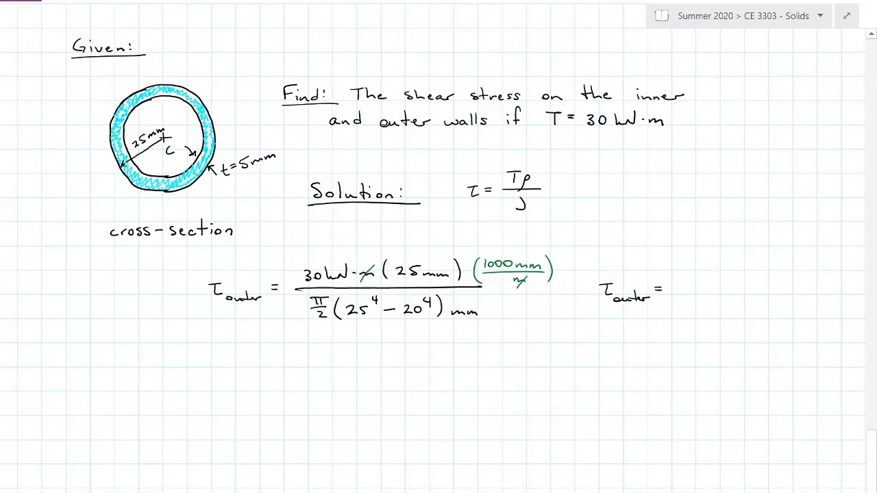 Shear Stress due to Torsion and Angle of Twist - YouTube