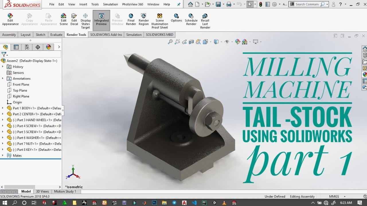 PART 1 MILLING MACHINE TAIL STOCK BODY USING SOLID WORK - YouTube