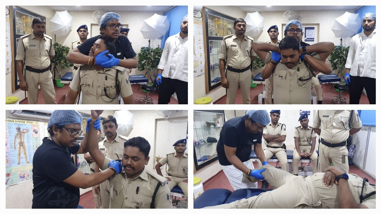 Treatment of policemen for back and knee pain. - YouTube