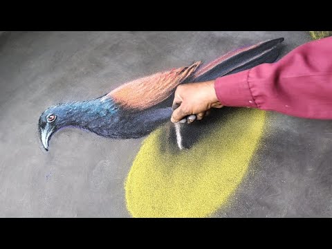 Bhardwaj Bird 3D Rangoli🙏 |Special Bhardwaj Pakshi | Marathi | step by ...