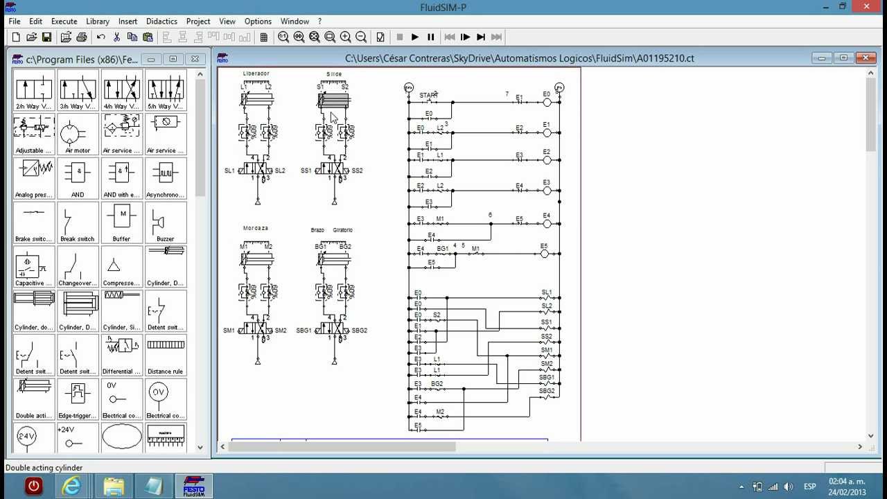 FluidSim Electropneumatic - YouTube