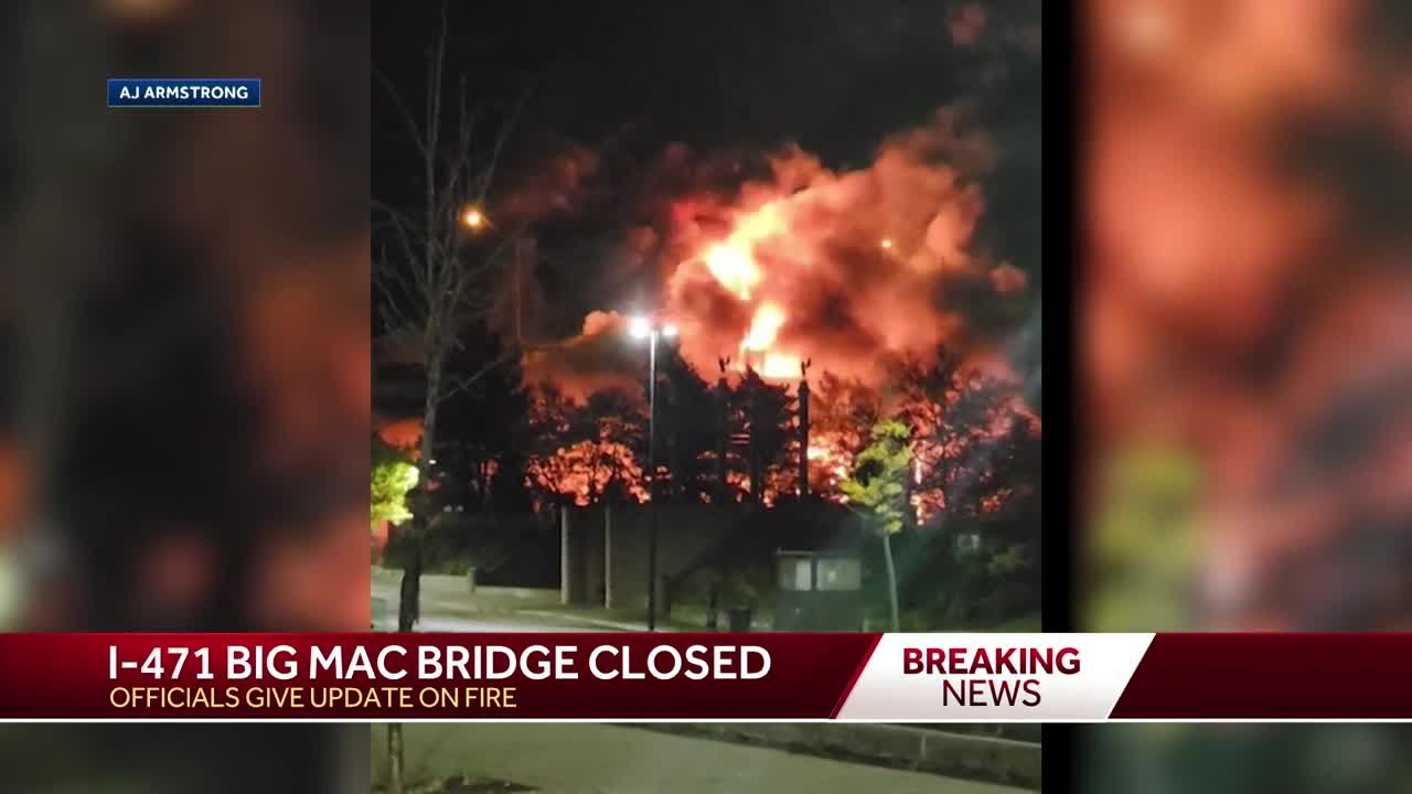 Massive fire shuts down Daniel Carter Beard Bridge - YouTube