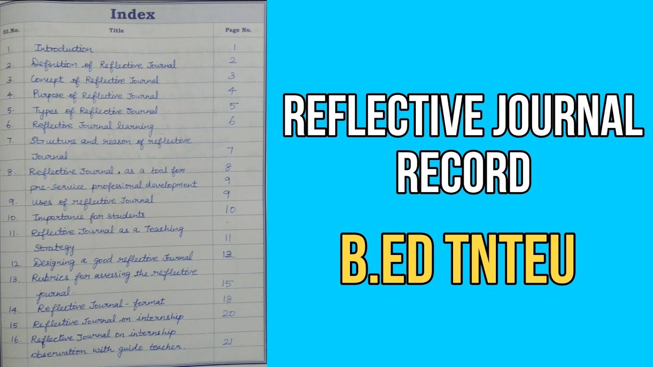 Reflective journal Record | B.Ed TNTEU - YouTube