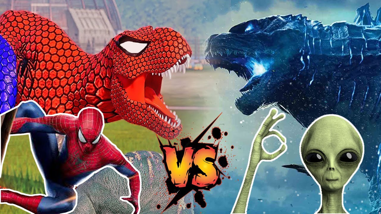 Tyrannosaurus Rex vs Godzilla, Spider-Man T-Rex vs Alien Godzilla ...