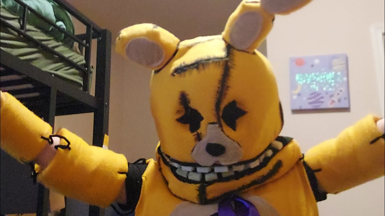 Putting on my spring lock (spring bonnie) suit from Halloween - YouTube