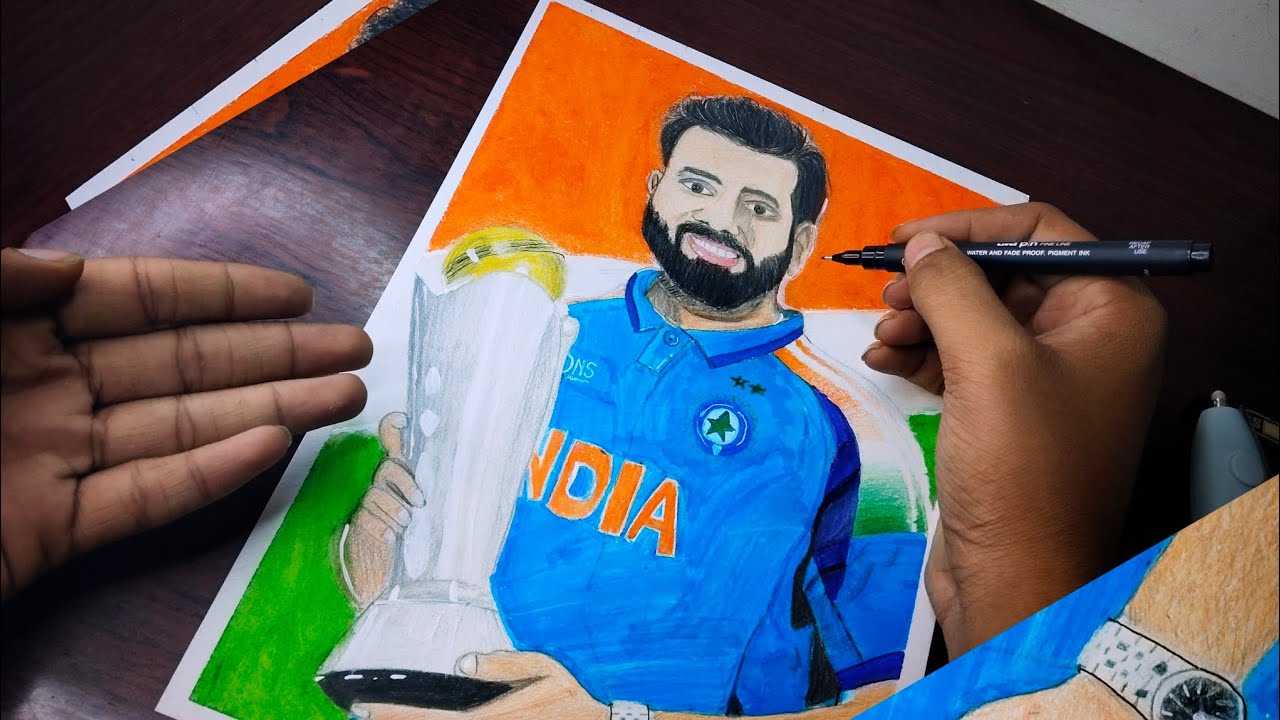 How to Shade With Colour pencil | Rohit Sharma Drawing #rohitsharma # ...