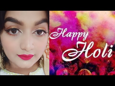 Holi makeup tutorial 2020(step by step)Happy Holi🌈 - YouTube