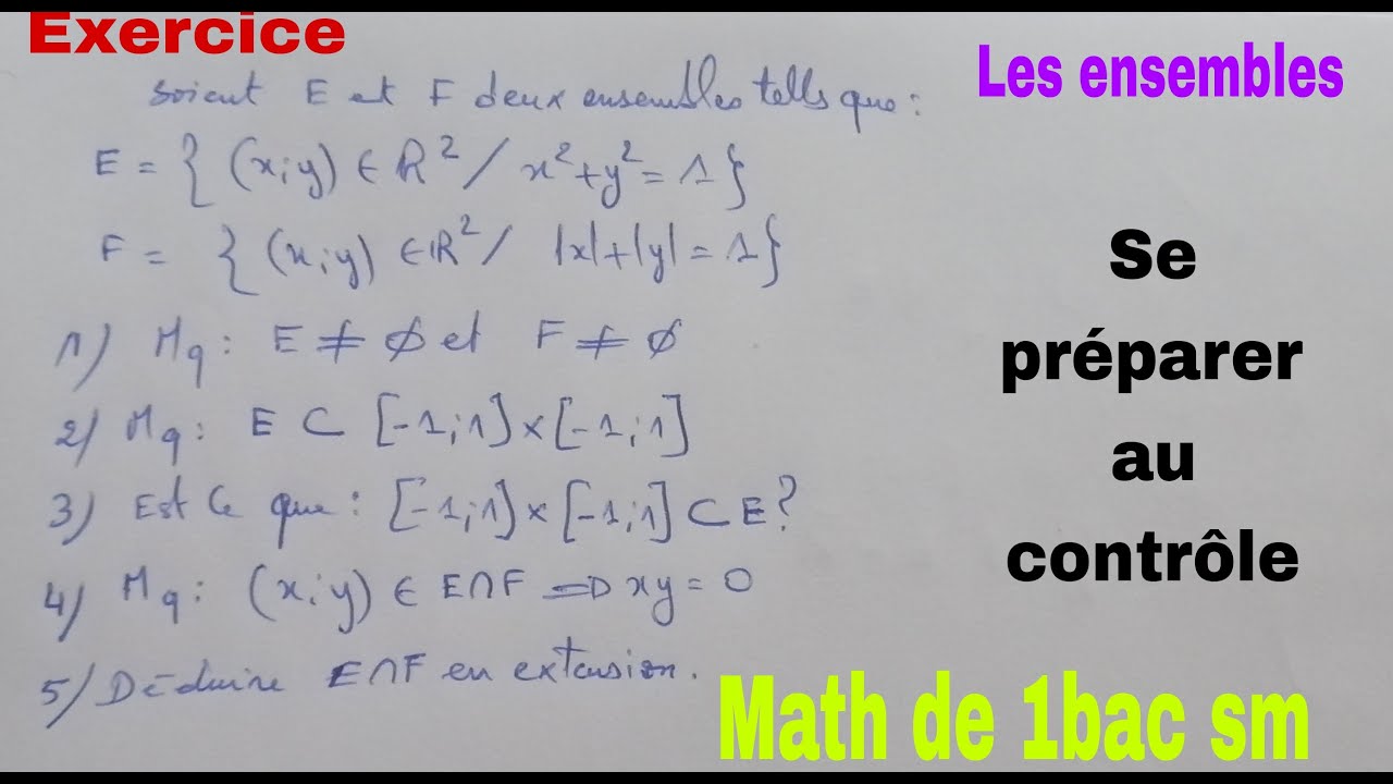 les ensembles .......math de 1bac sm math lyce - YouTube