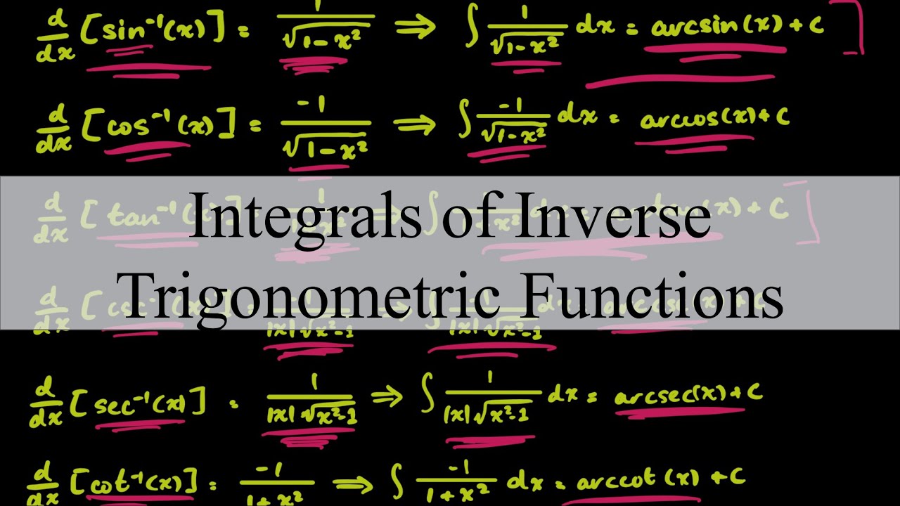 Integrals of Inverse Trigonometric Functions - Calculus I - YouTube