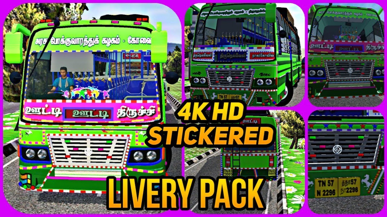 REAL STICKERED 4K HD LIVERY FOR TNSTC GREEN BUS MOD V2|TNSTC GREEN ...