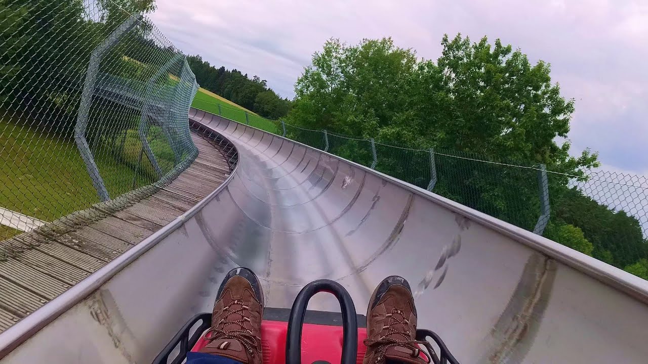Twinbob-Rodelbahn (Alpine Slide) - Onride (POV) - 4K - Bayern-Park ...