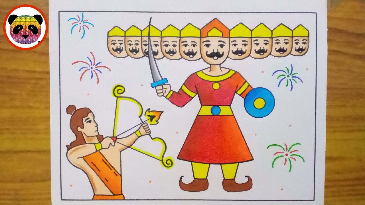 How to draw Ravan step by step / Easy Ravan Drawing / Dussehra Drawing ...