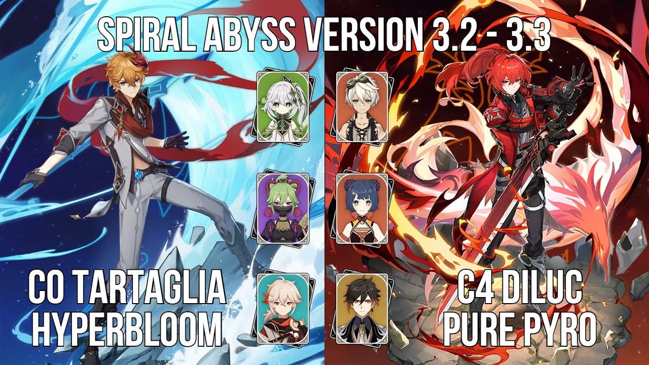 C0 Tartaglia Hyperbloom - C4 Diluc Pure Pyro | 3.2 - 3.3 Spiral Abyss ...