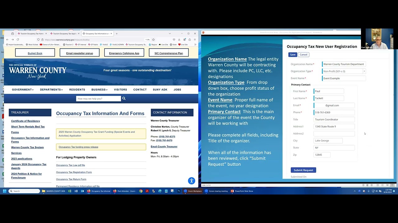 Warren County Occupancy Tax Online Application Tutorial - YouTube