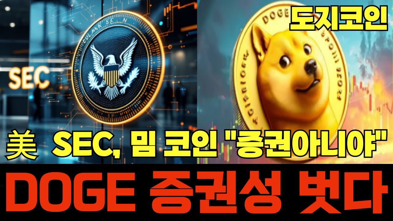 [도지코인 DOGE] 美 SEC, 밈코인 "증권 아니야" DOGE 증권성 벗다! - YouTube