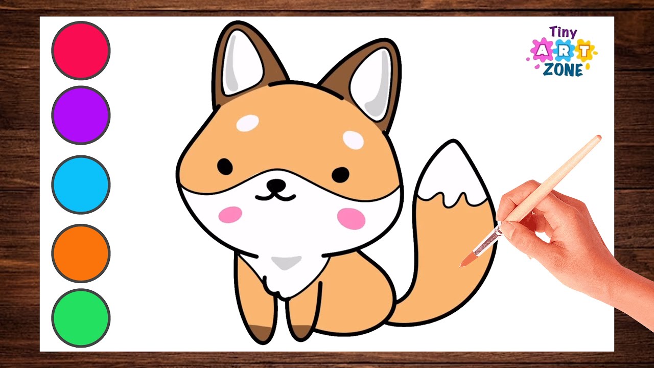 How to Draw a Cute Fox for kids / Fox Drawing and Colouring video ...