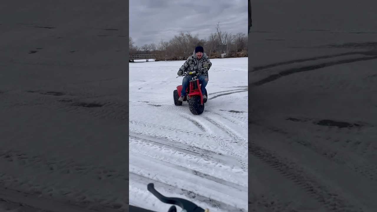 Mini three wheeler (ATC70) on frozen lake ️ #drift - YouTube