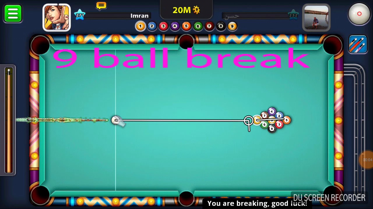 8 ball pool 9 ball break - YouTube